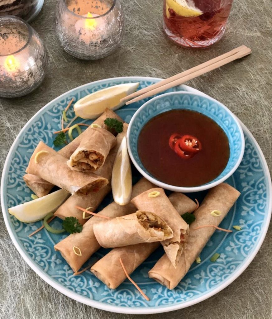 Krokante loempia met kip en groenten - Food by Fadoua